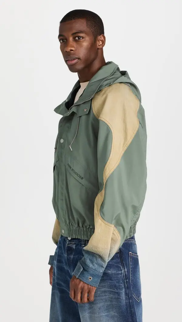 Acne Studios Ocyber Windbreaker In Olive Green - 55% Off